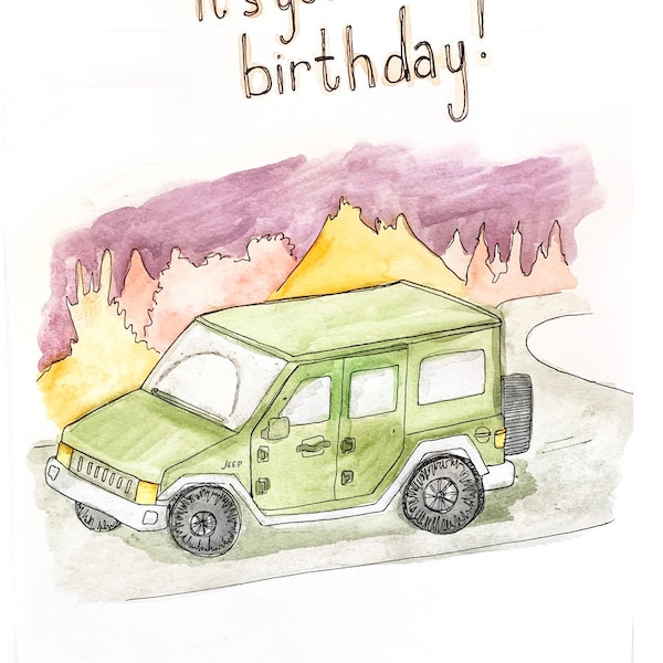 Jeep Birthday Card - Etsy