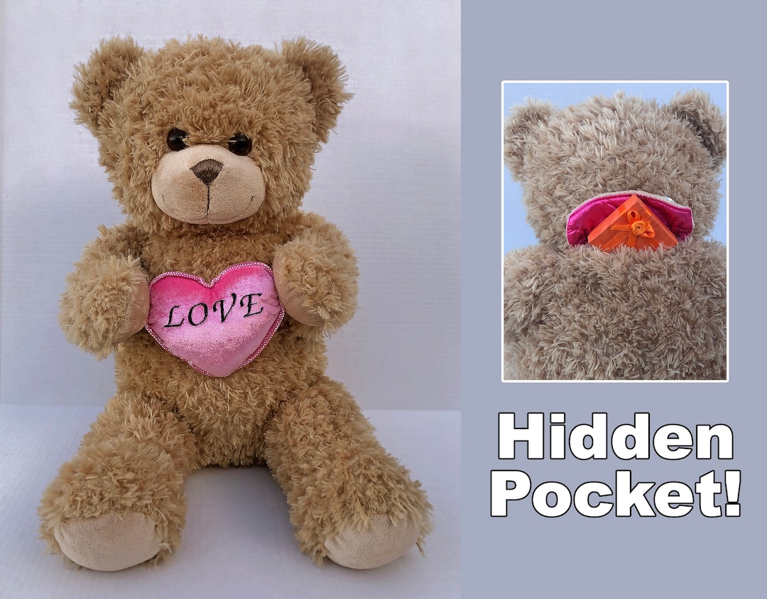 STASH BEAR, Teddy Bear With Pocket, Giant Teddy Bear With Heart, Unique ...