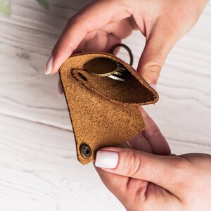 Personalized Leather Coin Keyring Pouch, Coin Holder Keychain, Coin Key ...