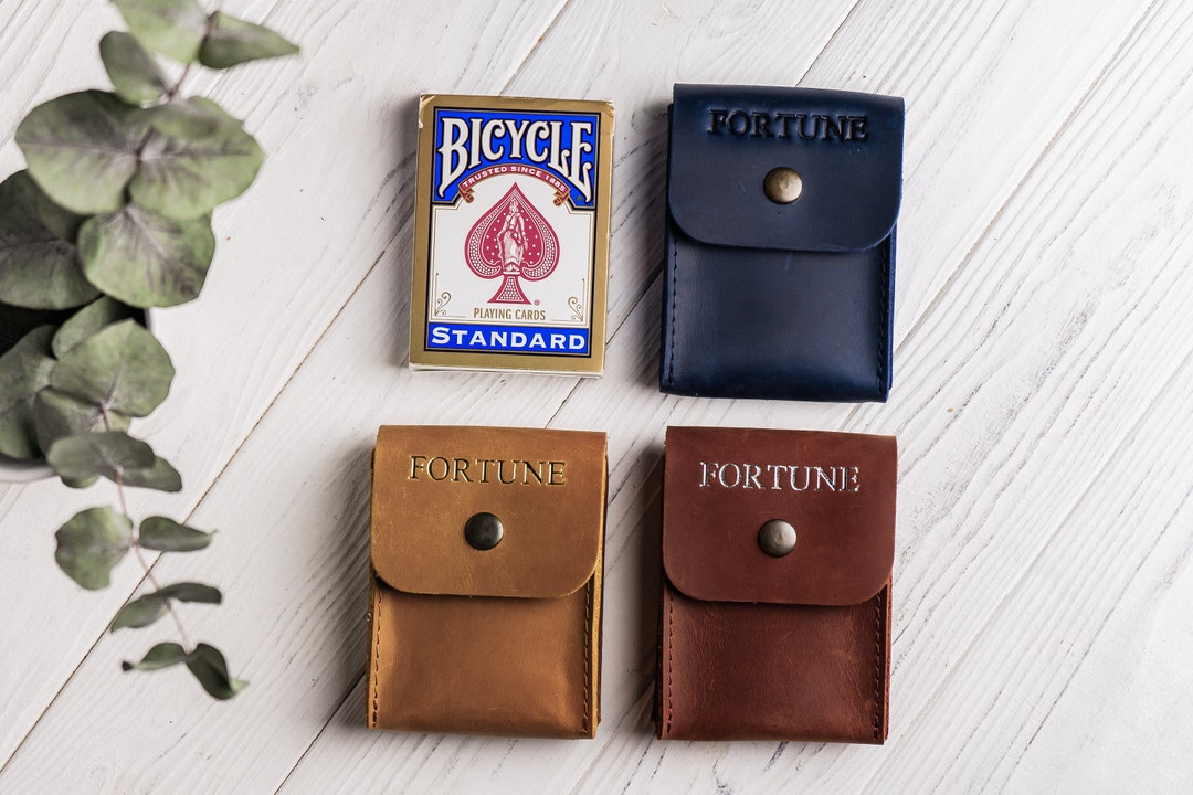 Leather Playing Card Case, Playing Card Sleeve Holder, Card Game Holder ...