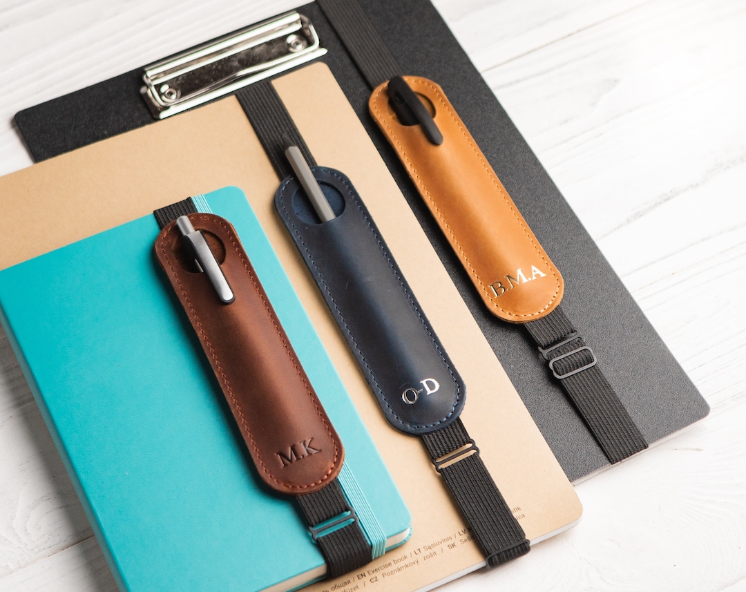 Personalized Pen Holder for Notebook, Leather Single Pen Pouch, Journal ...
