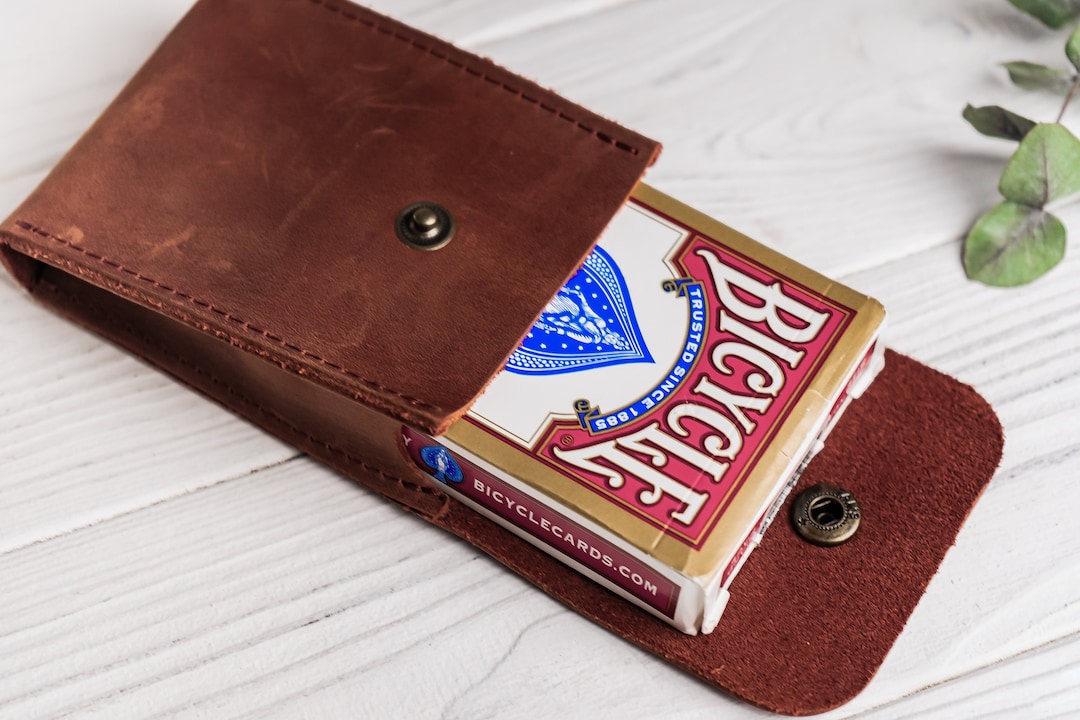 Leather Playing Card Case, Playing Card Sleeve Holder, Card Game Holder ...