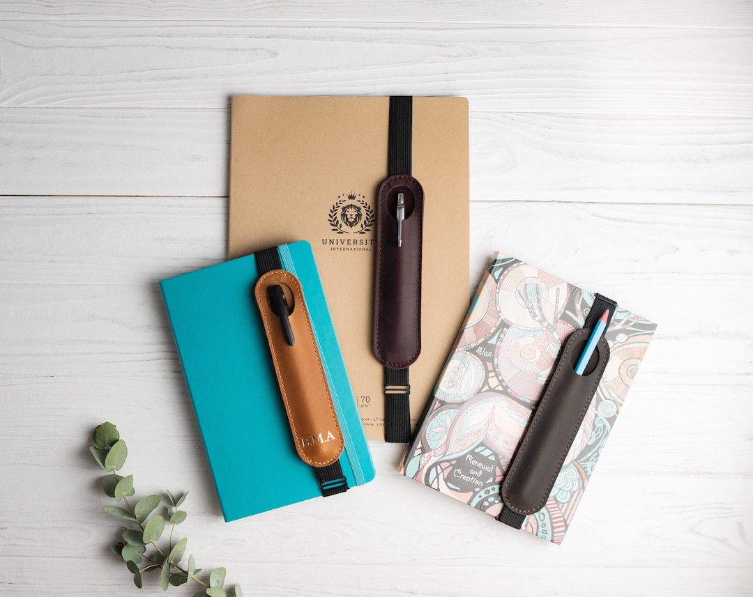 Personalized Pen Holder for Notebook, Leather Single Pen Pouch, Journal ...
