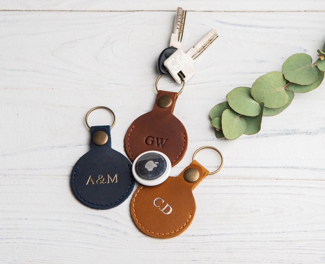 Personalized AirTag Key Fob, AirTag Holder Key Fob, Leather AirTag ...