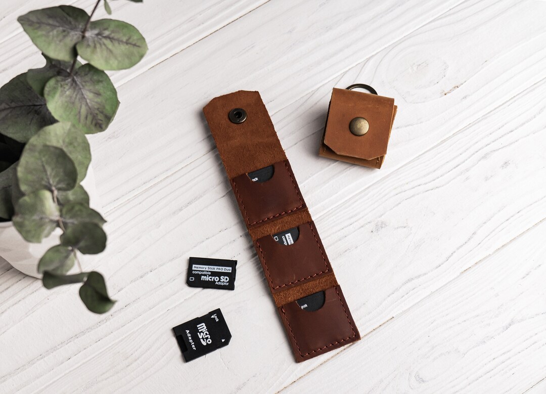 Keyring Leather SD Card Holder, Customized SD Card Holder, Leather SD ...