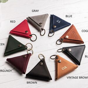 Personalized Leather Coin Keyring Pouch, Coin Holder Keychain, Coin Key ...