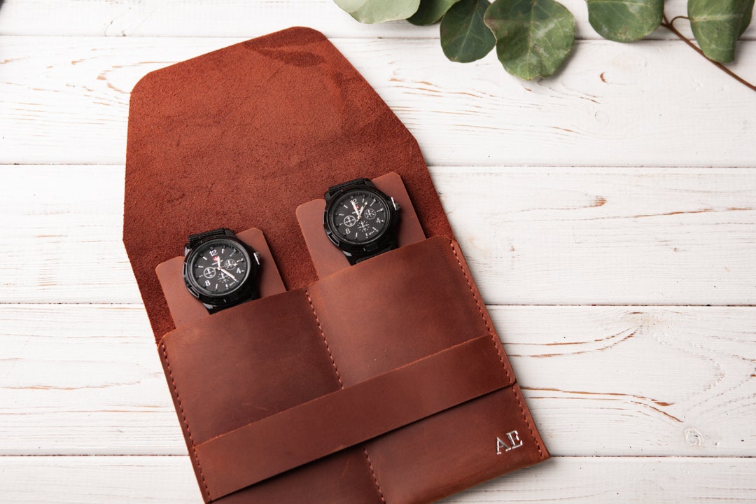 Personalized Leather Watch Case, Watch Travel Pouch, Engraved Watch ...