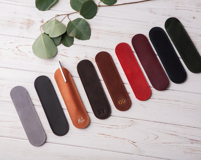 Personalized Leather Pen Sleeve Custom Engraved Leather Pen Pouch ...