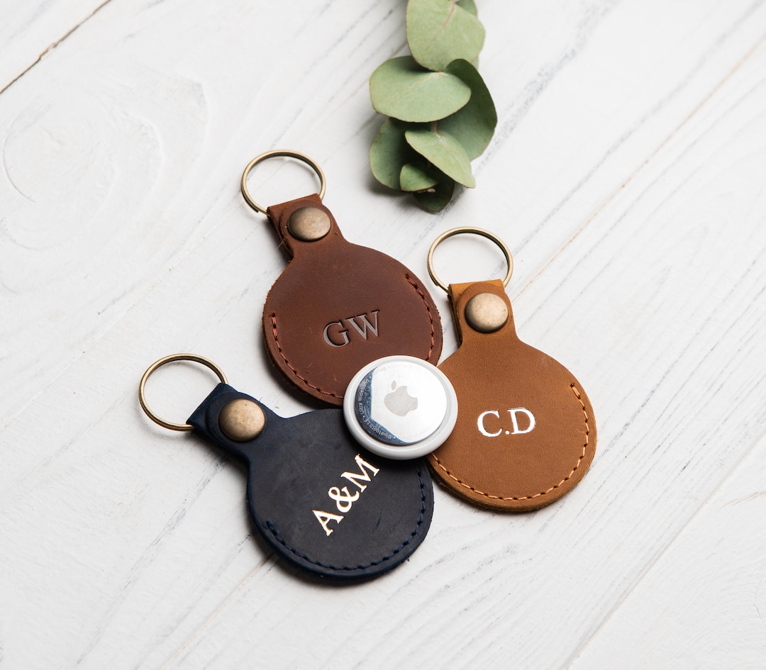 Personalized AirTag Keychain Holder, AirTag Holder Key Fob, Leather ...