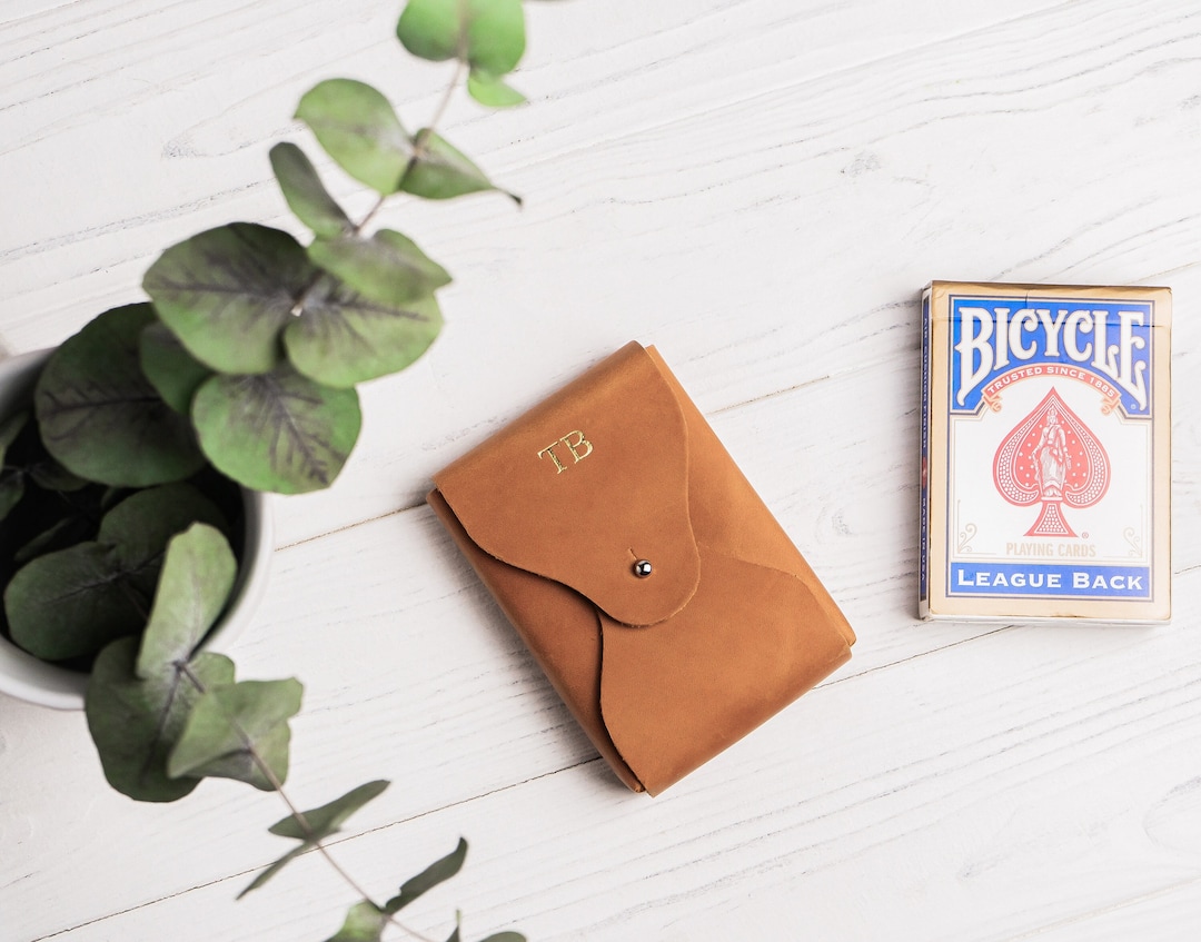 Leather Playing Card Case, Playing Card Sleeve Holder, Card Game Holder ...