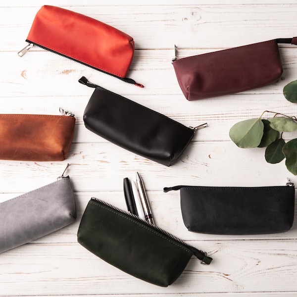 Leather Zipper Case - Etsy