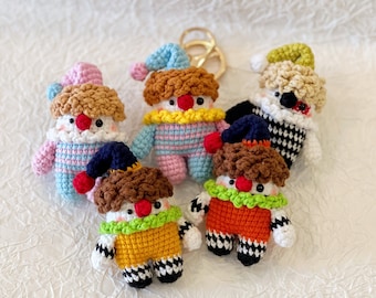 Crochet Clown Keychain, Cute Clown Keychain, Crochet Joker Key Ring ...