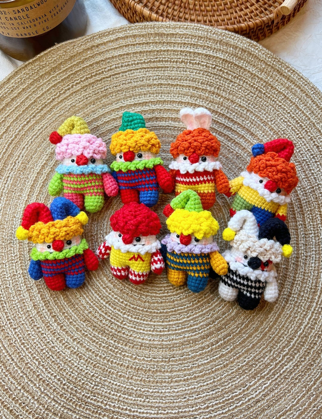 Crochet Clown Keychain, Handmade Amigurumi Clown Key Ring - Etsy