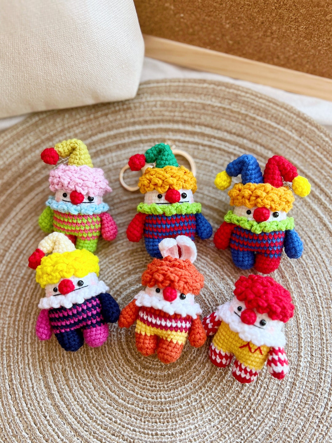 Crochet Clown Keychain Cute Clown Keychain Crochet Joker Key - Etsy