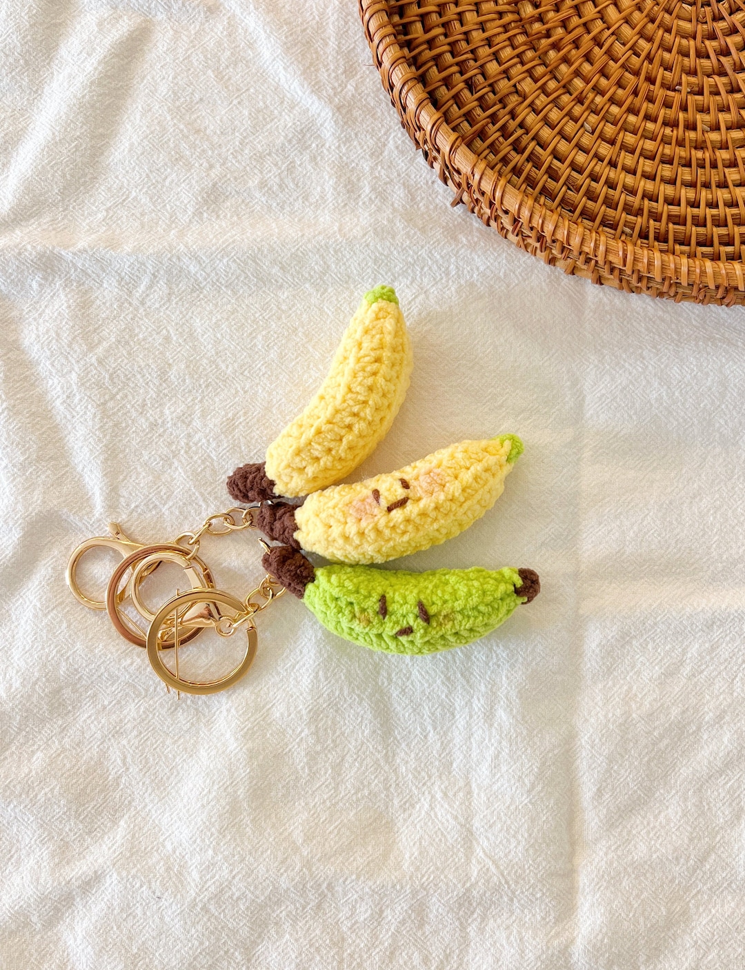 Crochet Banana Keychain, Cute Banana Keychain, Crochet Banana Key Ring ...
