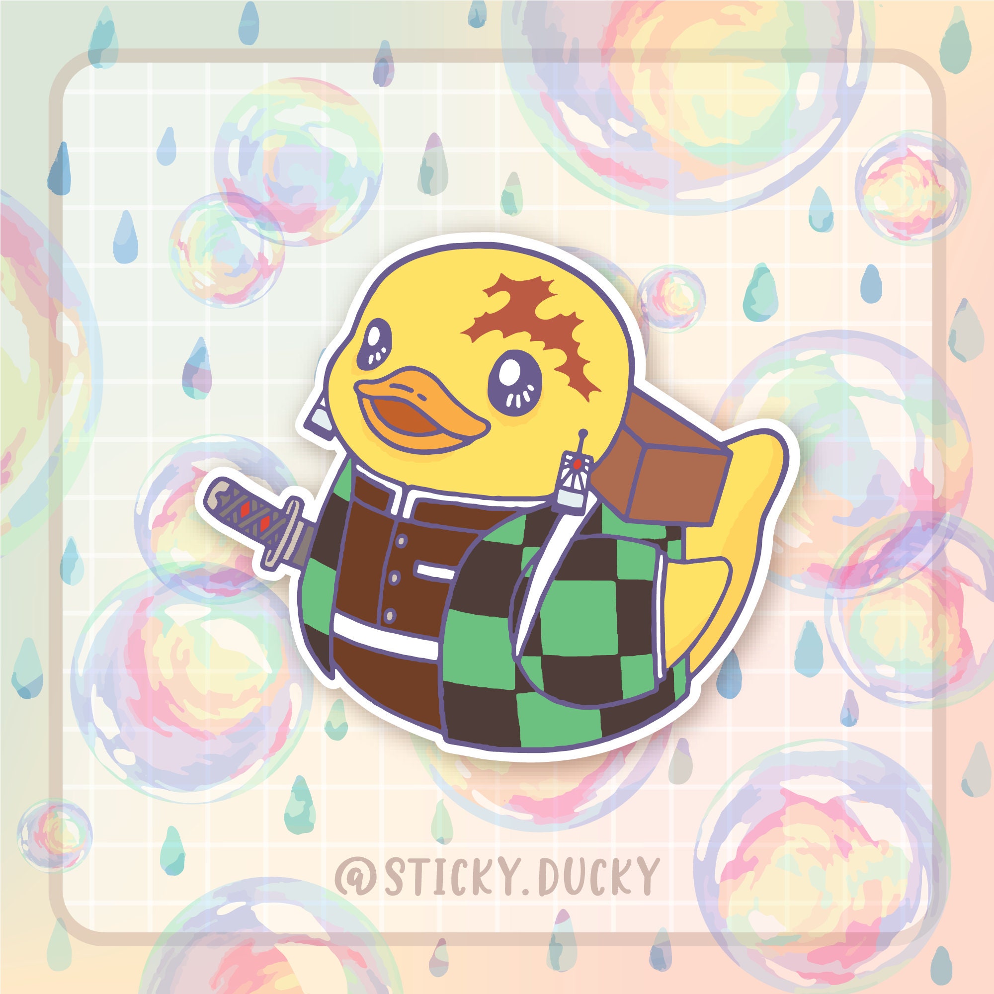 Demon Slayer Tanjiro Anime Rubber Duck Sticker Water - Etsy