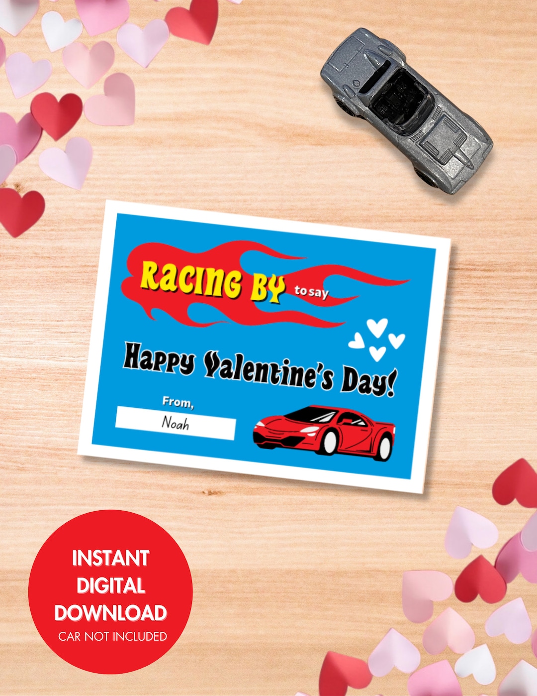 Hot Wheels Cars Valentine's Day Cards for Kids | Racing by to Say | 6 ...