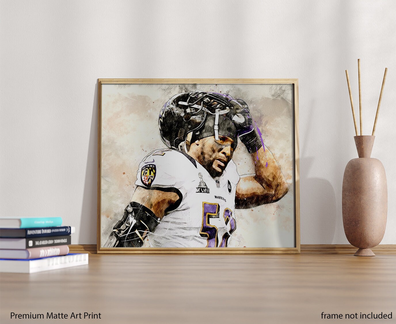 Ray Lewis Poster Baltimore Ravens Hand Drawn Poster Canvas Art Print ...