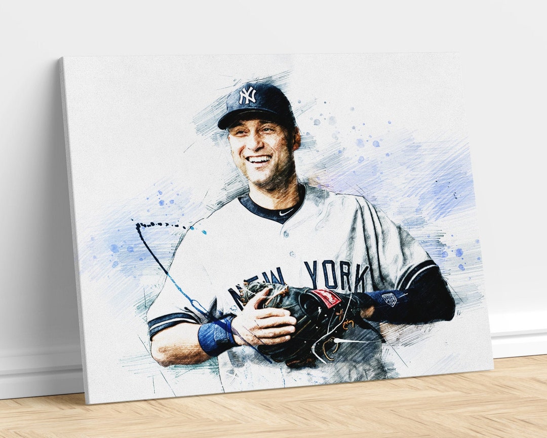 Derek Jeter Poster New York Yankees Hand Drawn Poster Canvas Art Print ...