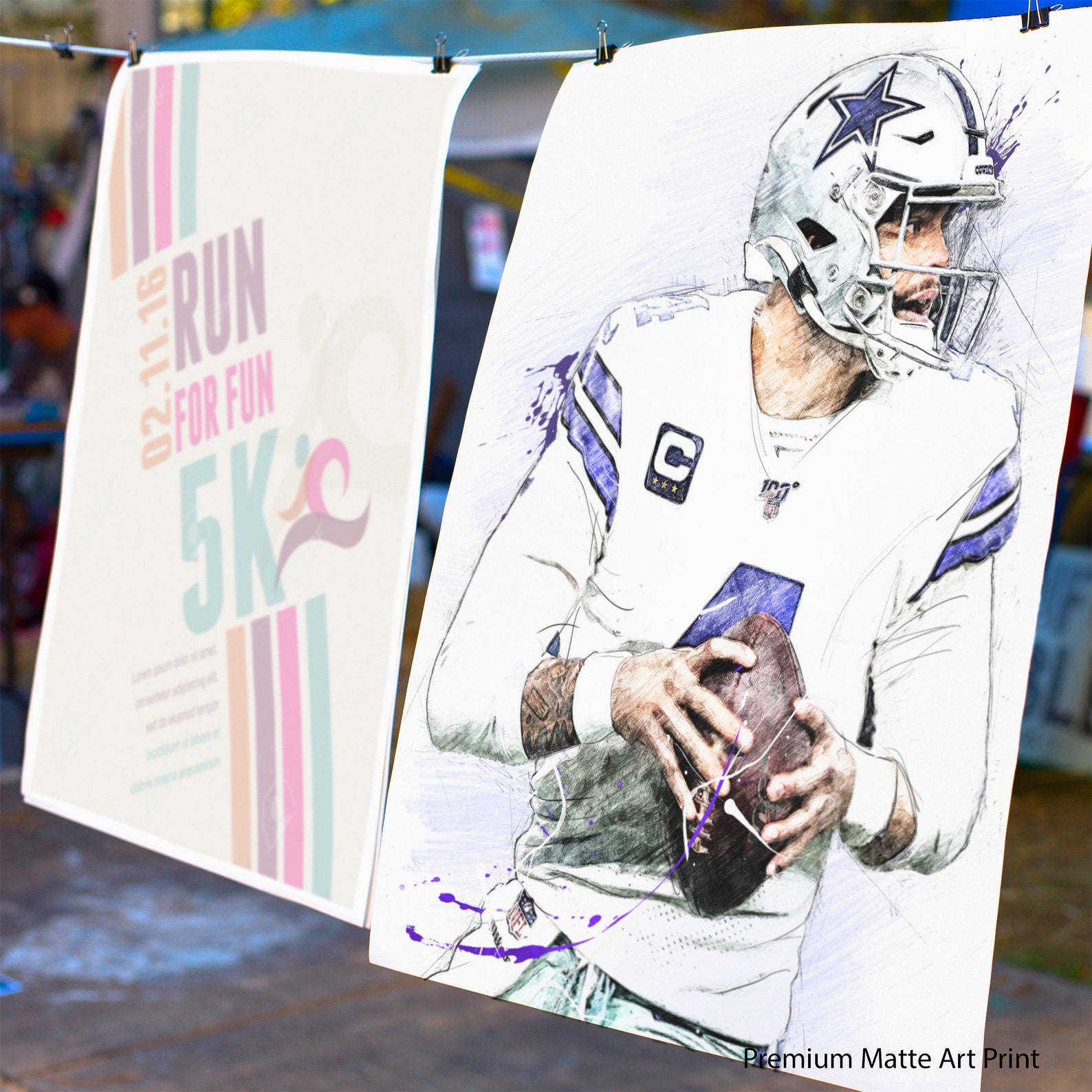 Dak Prescott Poster Dallas Cowboys Hand Drawn Poster Canvas - Etsy