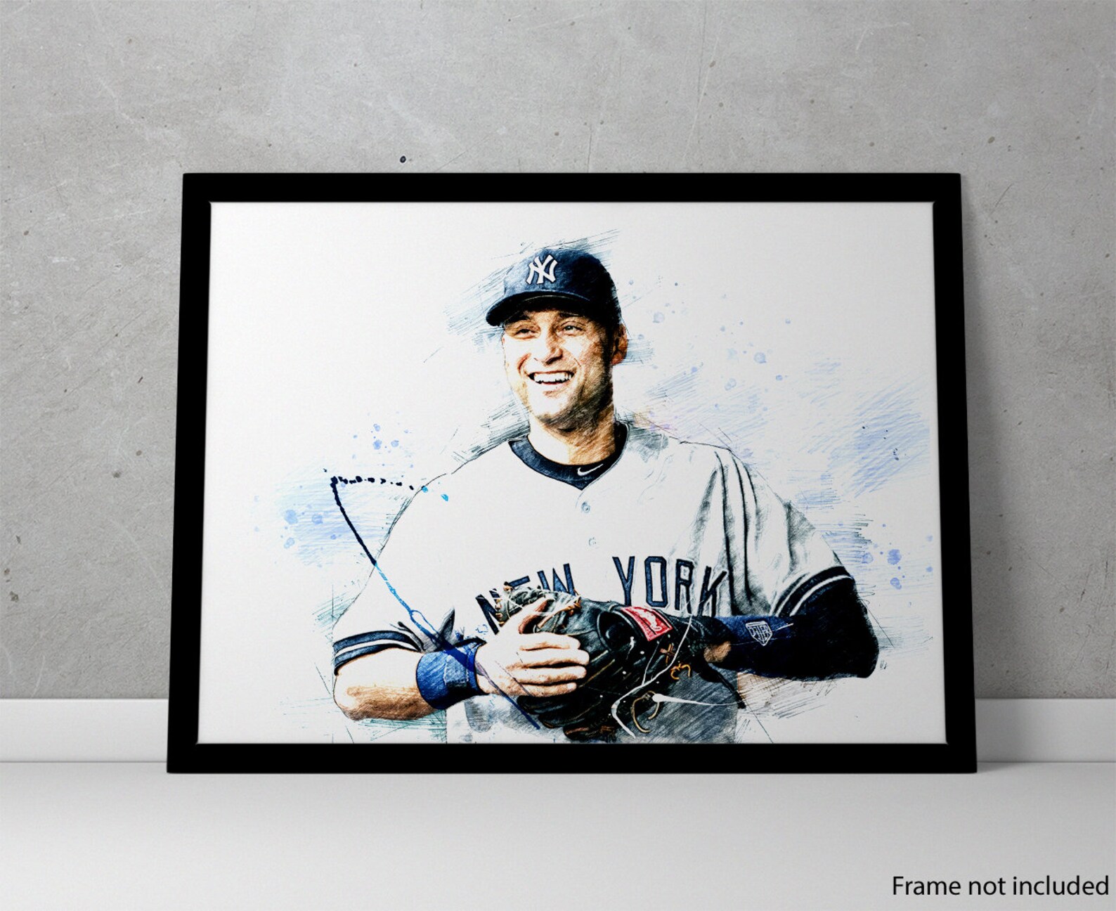 Derek Jeter Poster New York Yankees Hand Drawn Poster Canvas Art Print ...