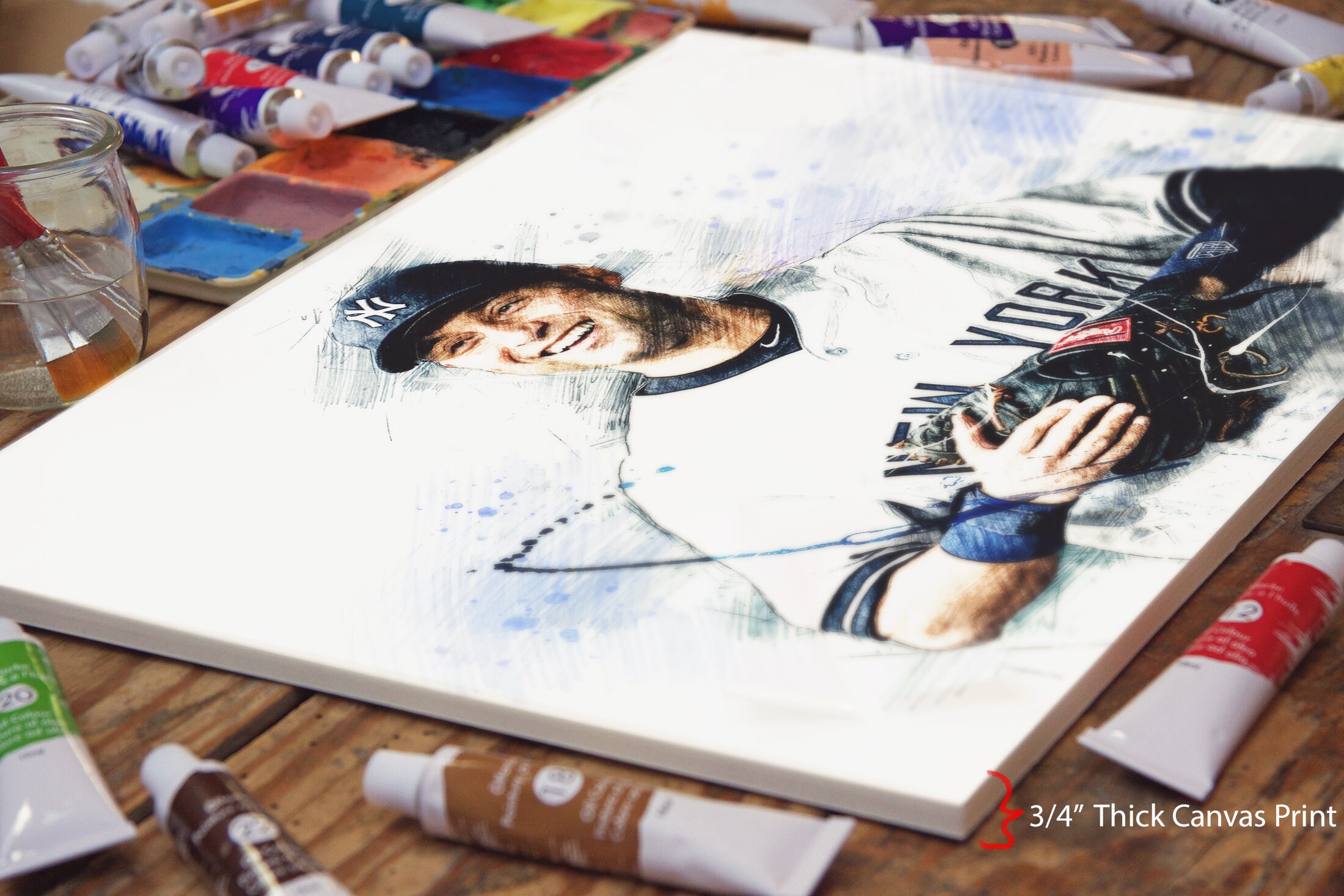 Derek Jeter Poster New York Yankees Hand Drawn Poster Canvas Art Print ...