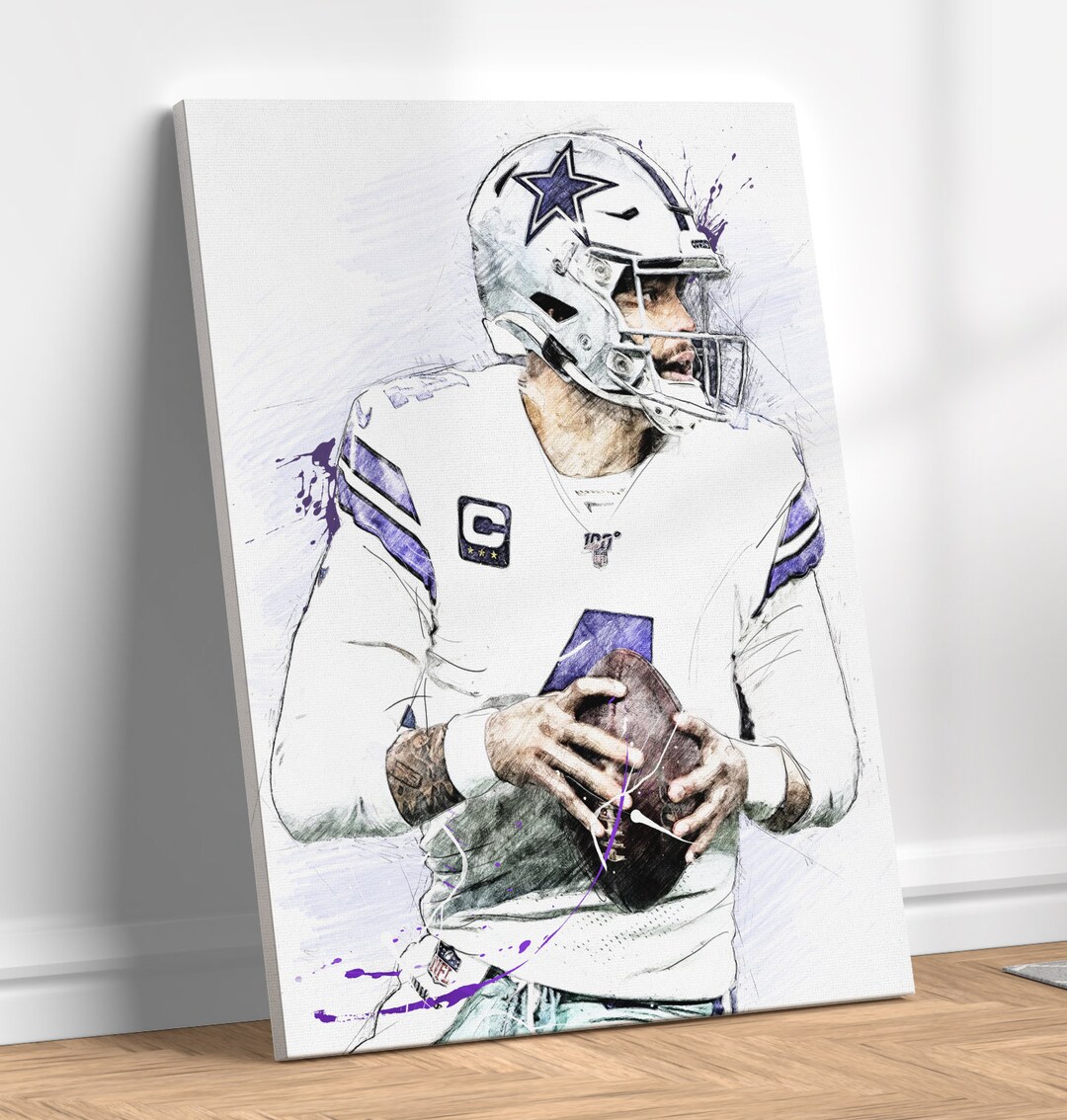 Dak Prescott Poster Dallas Cowboys Hand Drawn Poster Canvas - Etsy