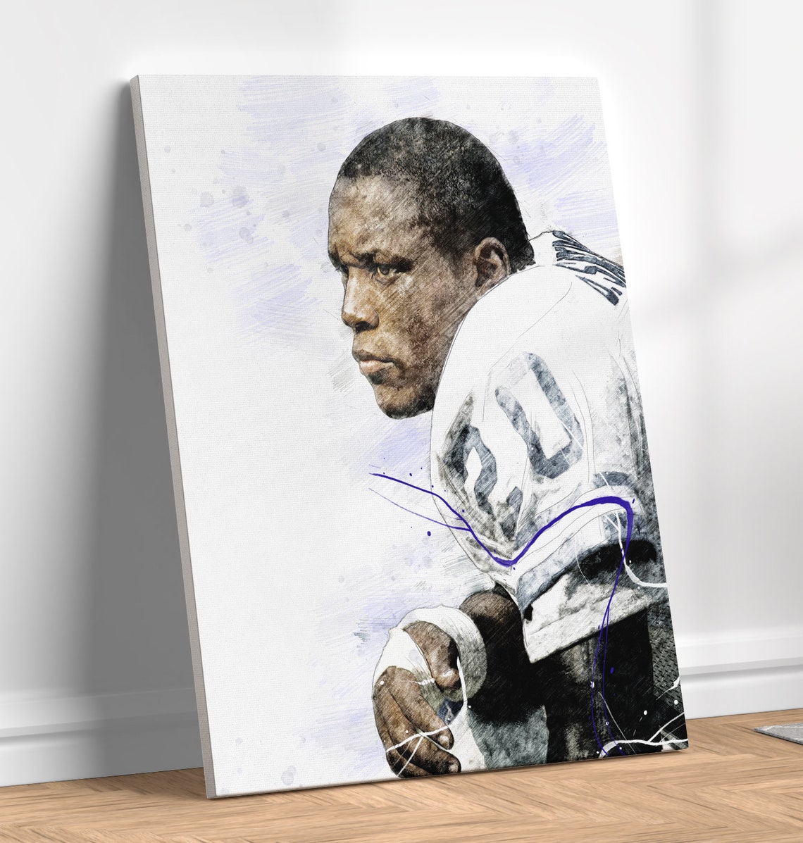 Barry Sanders Poster Detroit Lions Hand Drawn Poster Canvas | Etsy