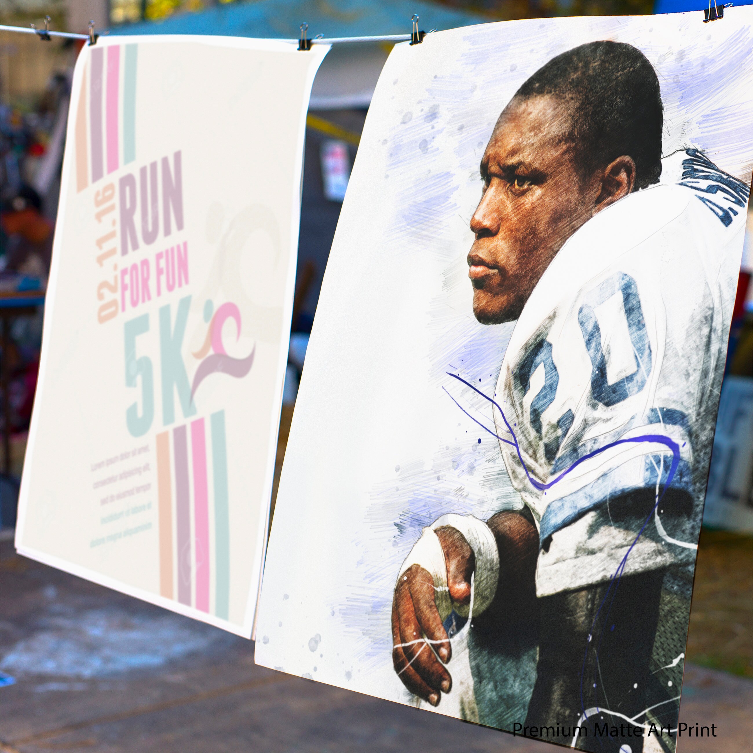 Barry Sanders Poster Detroit Lions Hand Drawn Poster Canvas - Etsy France