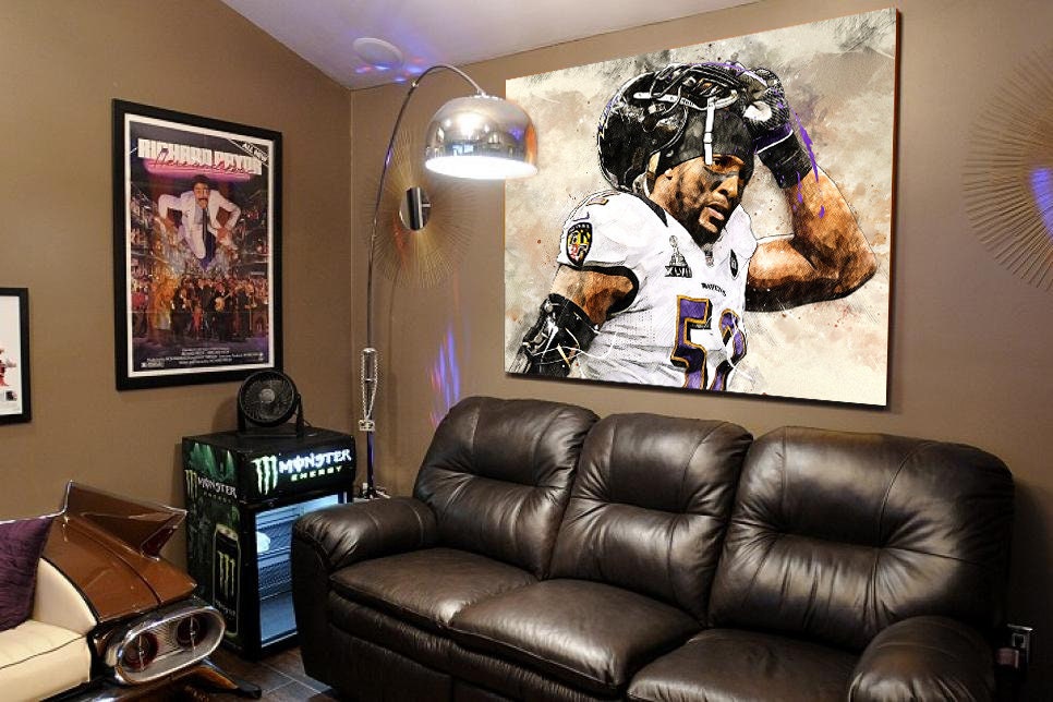 Ray Lewis Poster Baltimore Ravens Hand Drawn Poster Canvas Art Print ...