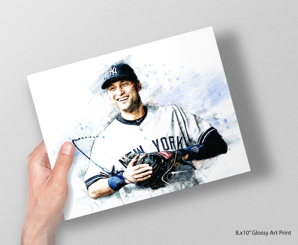 Derek Jeter Poster New York Yankees Hand Drawn Poster Canvas Art Print ...
