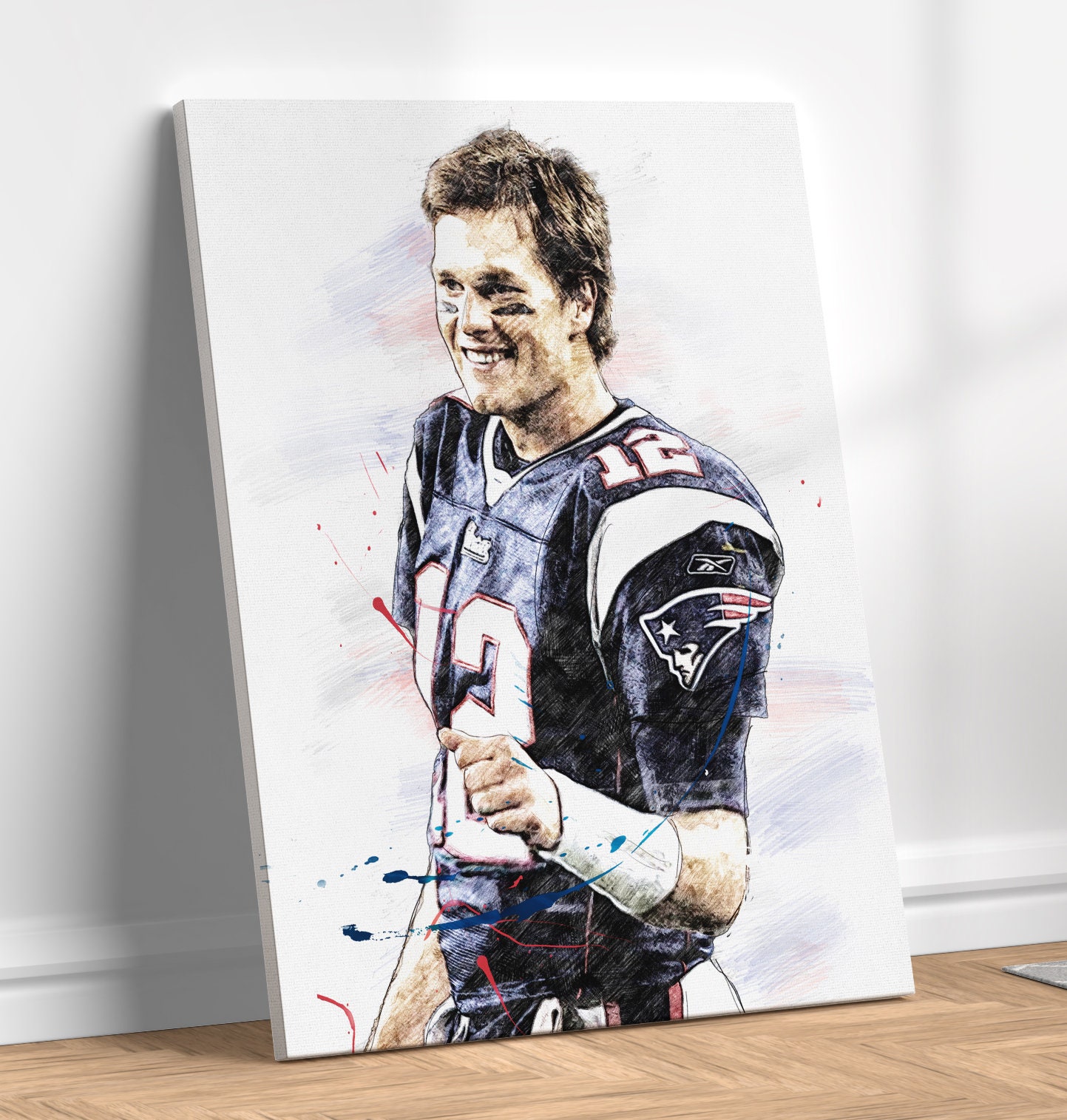 Tom Brady Poster New England Patriots Hand Drawn Poster Canvas - Etsy