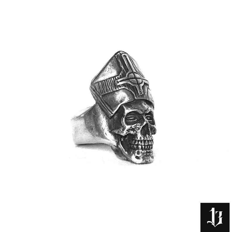 UNDEAD PRIEST Ring (handmade Gothic Ring • 925 Silver & Gold Skull Ring ...