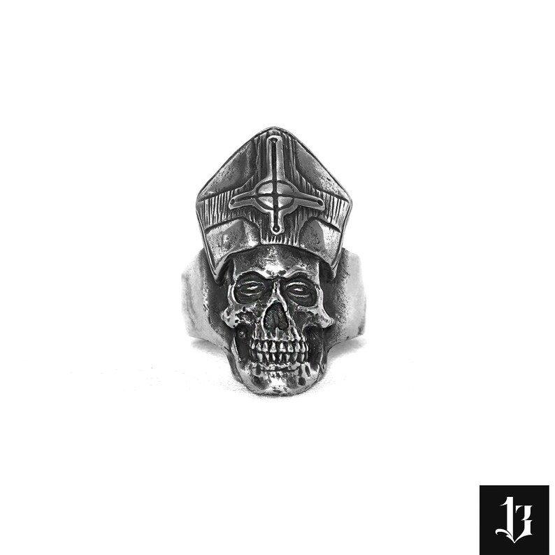 UNDEAD PRIEST Ring (handmade Gothic Ring • 925 Silver & Gold Skull Ring ...