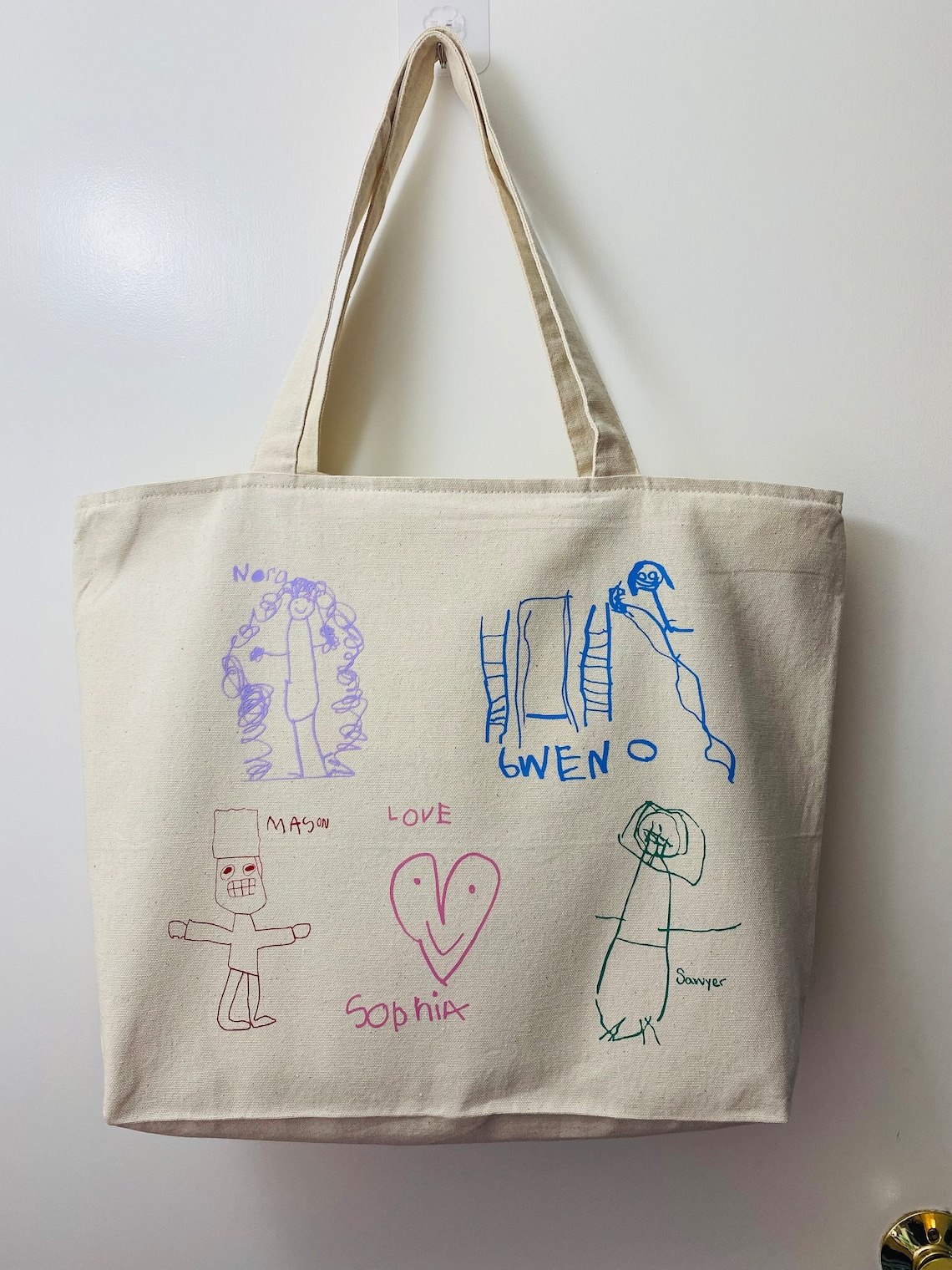 Personalized Tote Bag, Kid Drawing, Custom Drawing Tote Bag, Kids Art ...