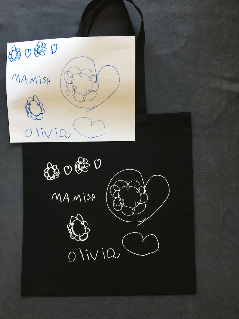 Personalized Tote Bag, Kid Drawing, Custom Drawing Tote Bag, Kids Art ...