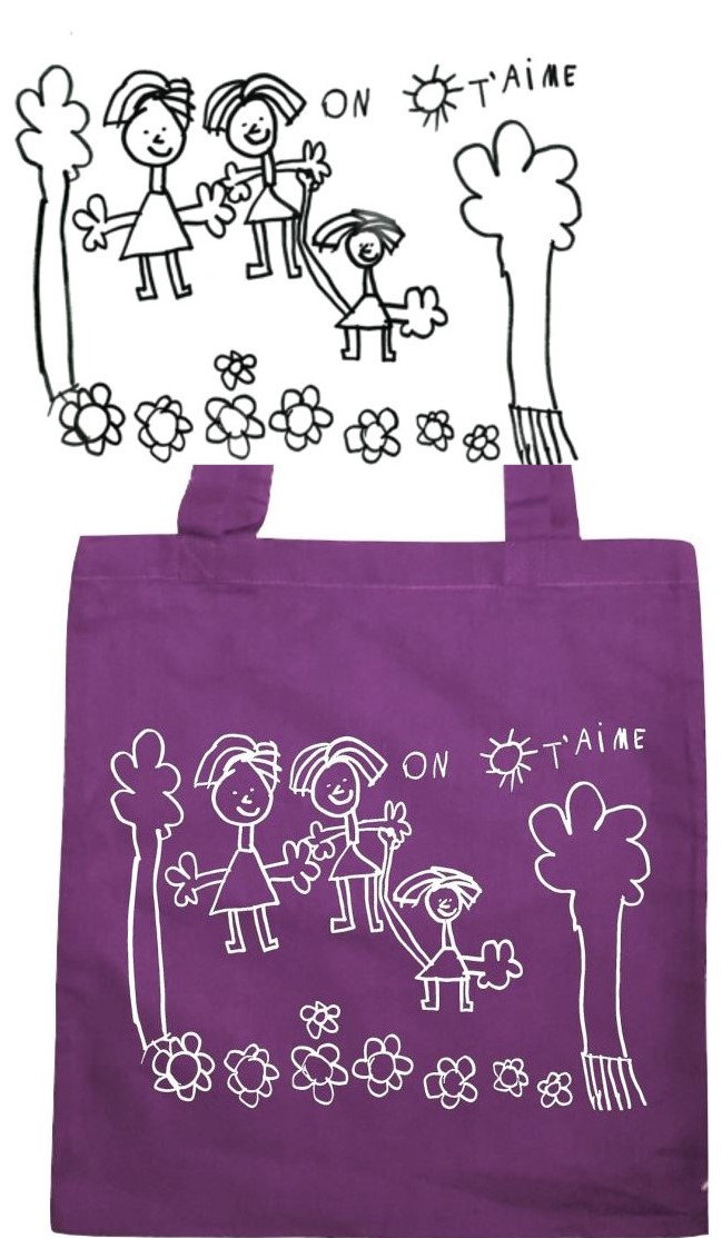 Personalized Tote Bag, Kid Drawing, Custom Drawing Tote Bag, Kids Art ...