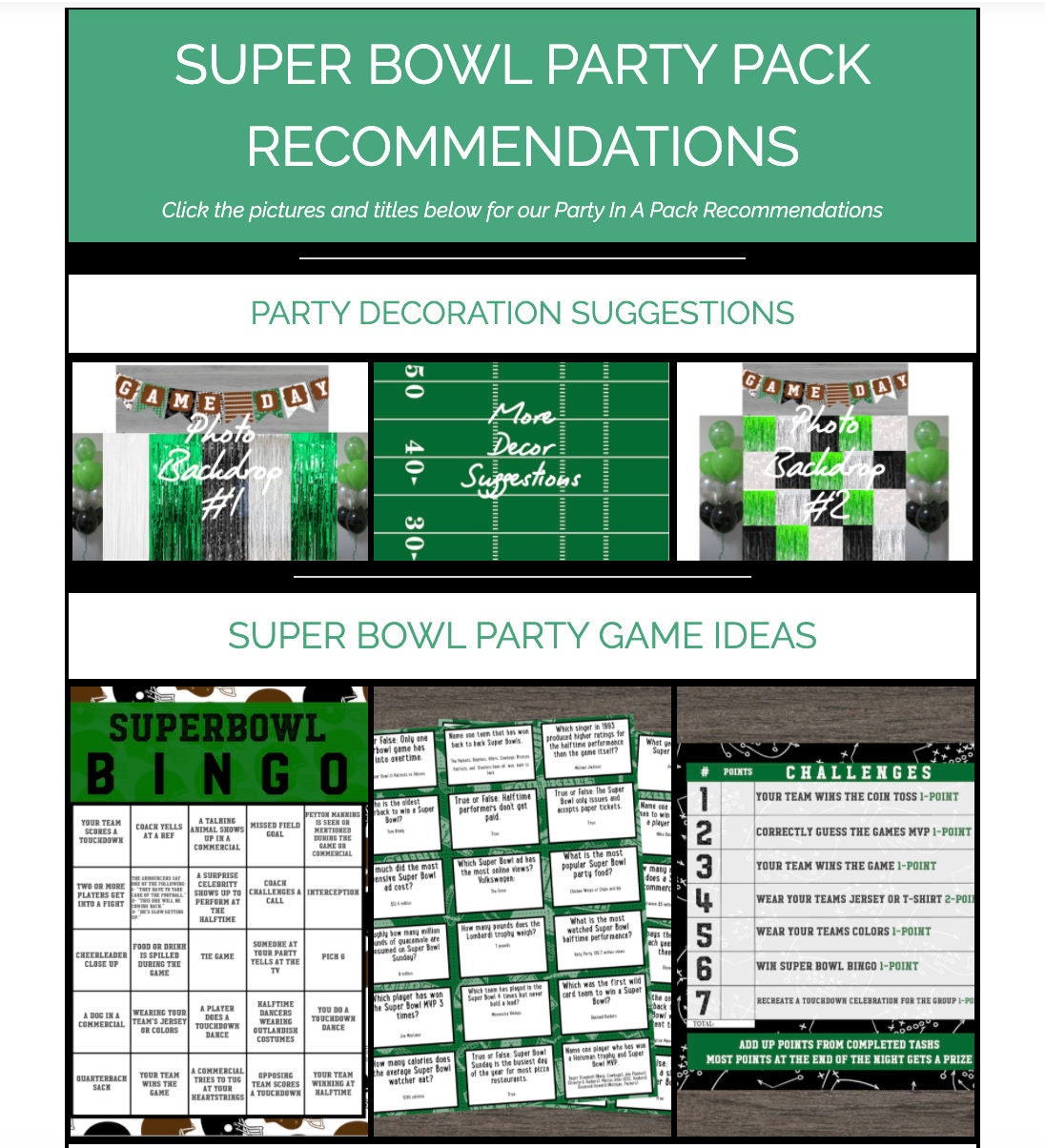 Super Bowl Party Pack - INSTANT DOWNLOAD - Super Bowl Ideas - Super ...