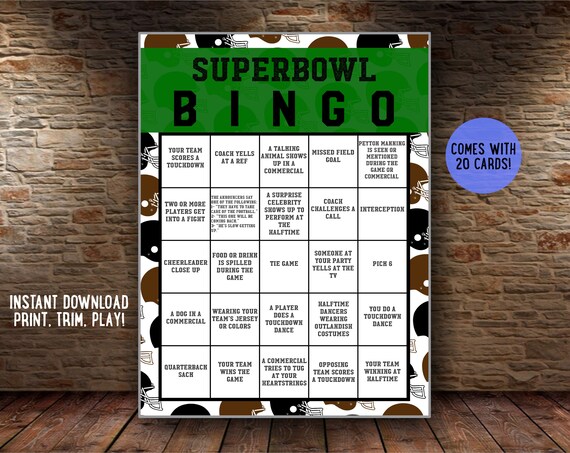 Super Bowl Bingo Game INSTANT DOWNLOAD Editable Bingo | Etsy