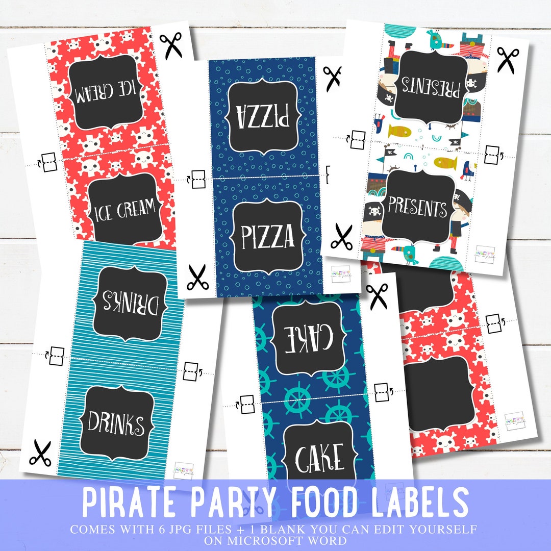 Pirate Party Food Labels - Birthday Party Food Labels - Food Tent Cards ...