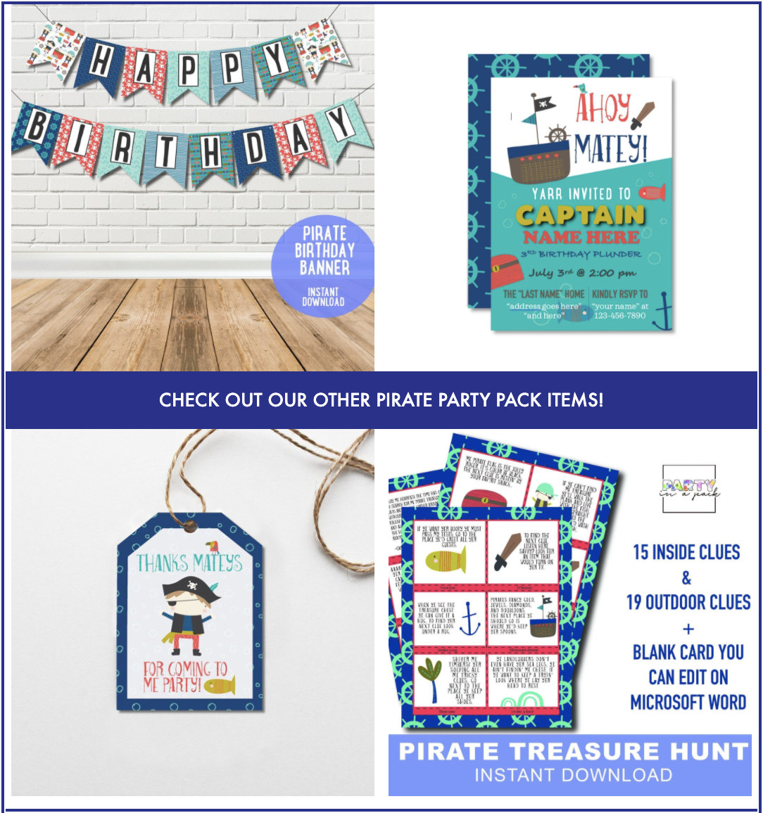 Pirate Treasure Hunt for Kids Birthday Party - Pirate Themed Birthday ...