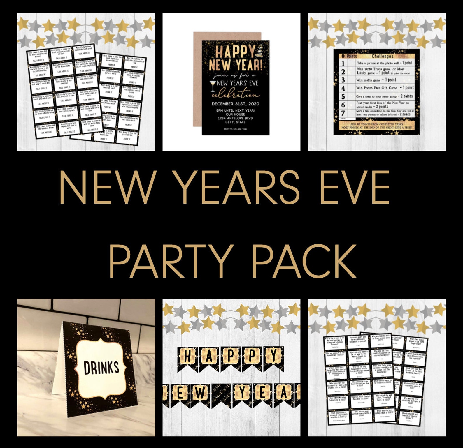 New Years Eve Party Pack INSTANT Download-new Years Eve Banner-new ...