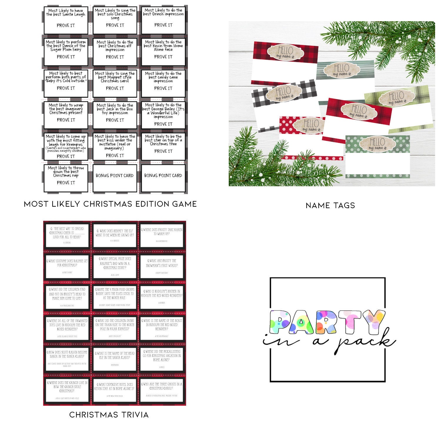 Christmas Party Pack INSTANT DOWNLOAD - Merry Christmas Banner ...