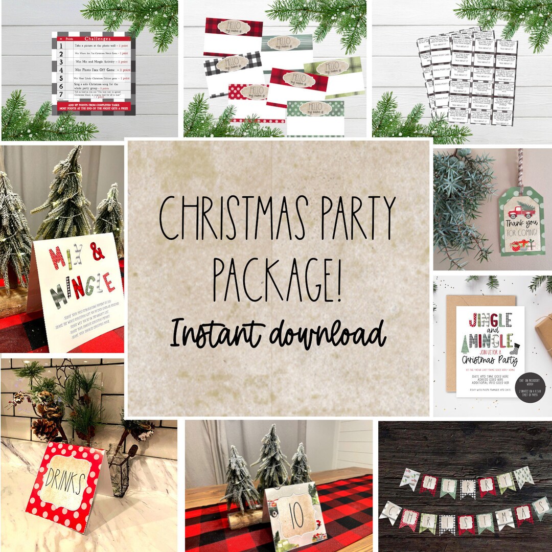 Christmas Party Pack INSTANT DOWNLOAD - Merry Christmas Banner ...