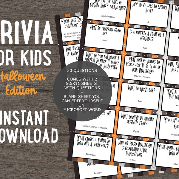 Halloween Trivia - Etsy