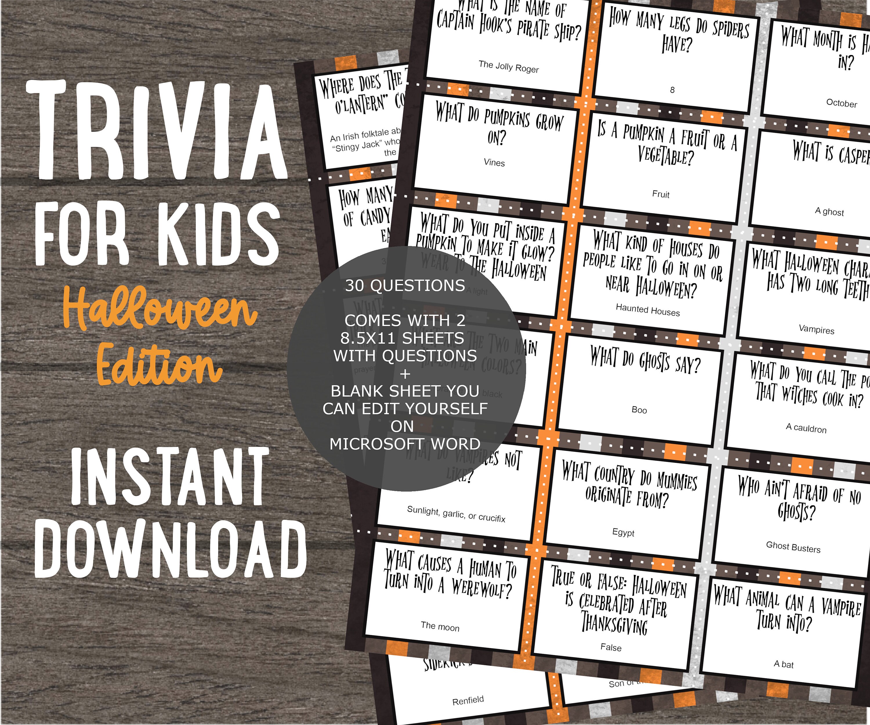 Halloween Trivia Game for Kids Kids Games for Halloween Halloween ...