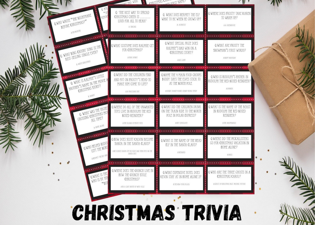 Christmas Trivia Cards INSTANT DOWNLOAD - - Christmas Party Games ...
