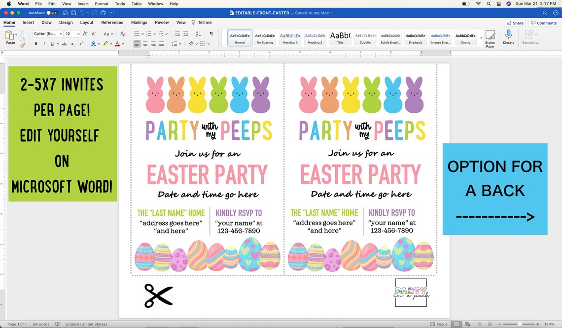 Editable Easter Party Invitation - INSTANT DOWNLOAD - DIY - Easter ...