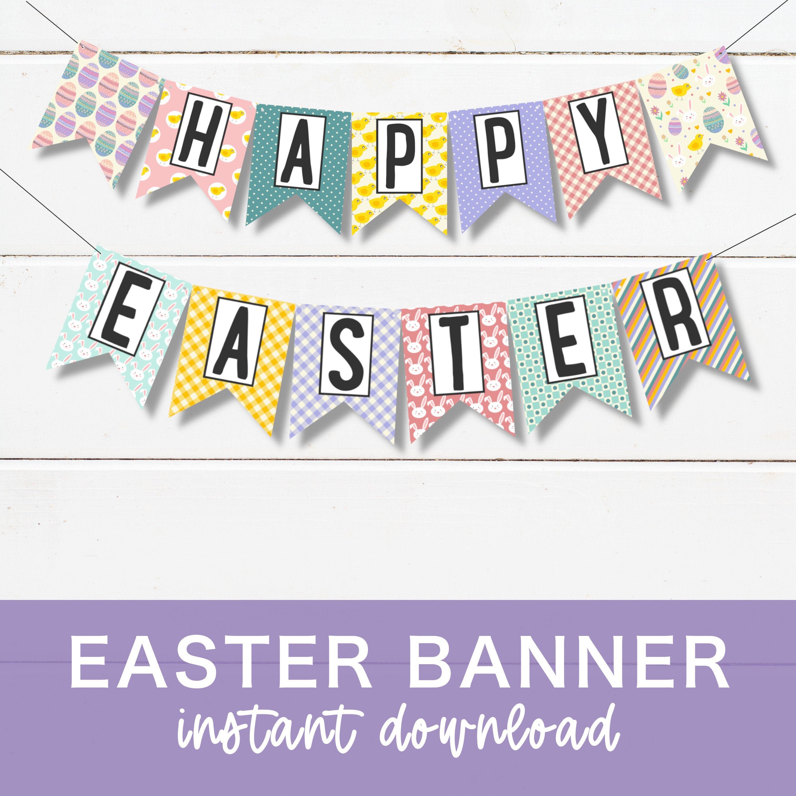 Easter Banner Printable, Digital Download, Easter Decor, Easter ...