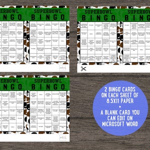 Super Bowl Bingo Game INSTANT DOWNLOAD Editable Bingo Football Bingo ...
